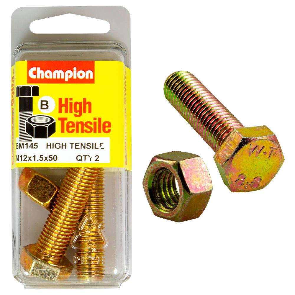 Champion 12 x 50 x 1.5 Set Screw & Nut (B) - GR8.8 - Tooltime Online