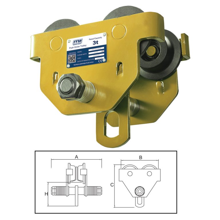 ITM Push Girder Trolley-3 Ton-100-305mm Beam Width - Tooltime Online